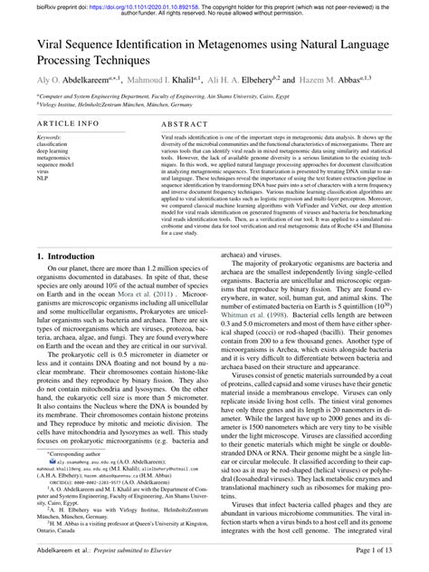 Pdf Viral Sequence Identification In Metagenomes Using Natural