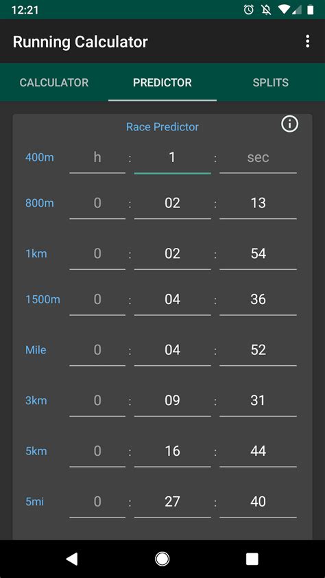 Running Calculator Pace Race Predictor Splits For Android Download