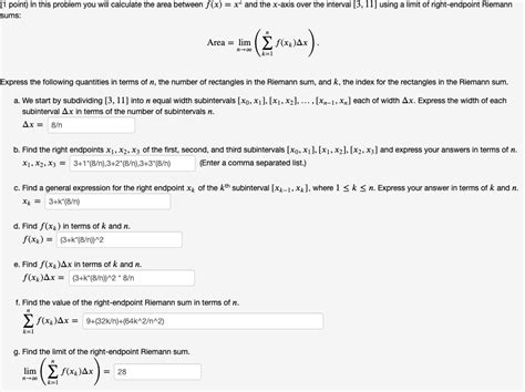 calculus question about riemann sum and right endpoints mathematics