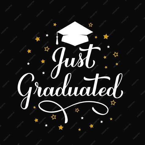 Recién Graduado Caligrafía Mano Letras Con Sombrero De Graduación