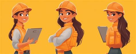 Cute Female Constructor In Indian Style Premium Ai Generated Image