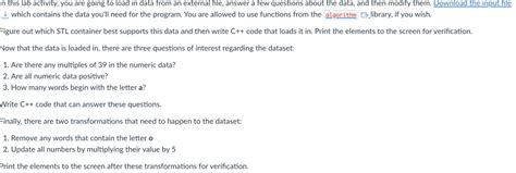 Solved N This Lab Activity You Are Going To Load In Data Chegg Com