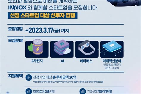 경기창조경제혁신센터 이녹스 Innox 오픈이노베이션 2기 참가기업 모집 스타트업 스토리 플랫폼 플래텀platum