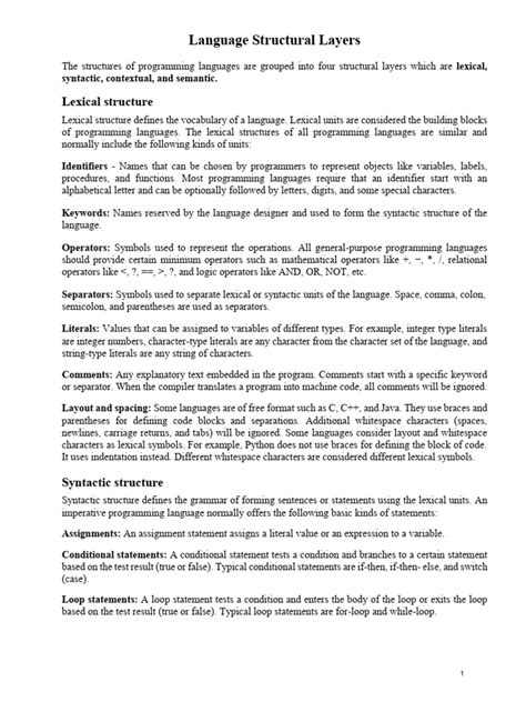 Language Structural Layers Pdf Semantics Programming Language