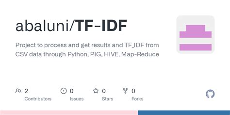 github abaluni tf idf project to process and get results and tf idf