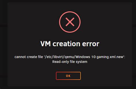 read only file system when creating a vm vm engine kvm unraid