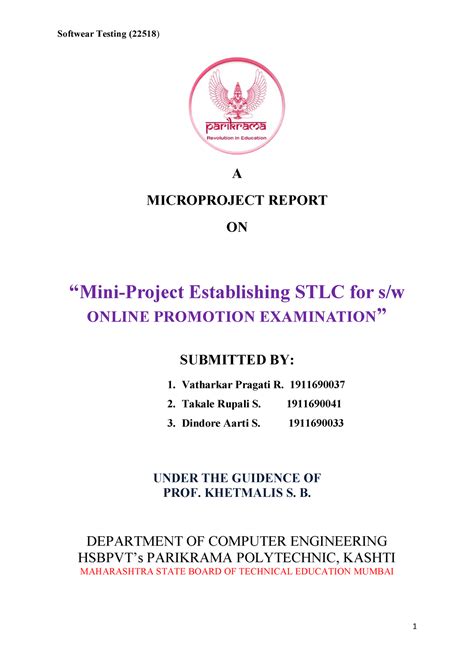 Ste Project Report A Microproject Report On “mini Project