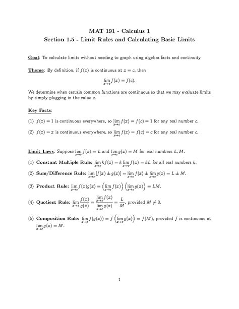 limit rules and calculating basic limits we determine when certain