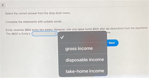 3 select the correct answer from the drop down menu complete the