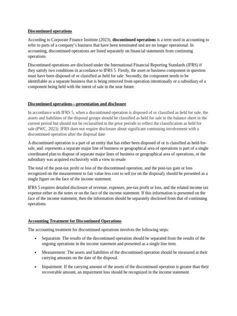 Discontinued Operations Pdf