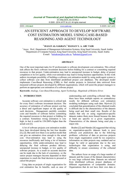 pdf an efficient approach to develop software cost estimation model