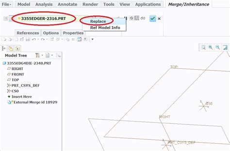 how do you replace an external merge in a part mod ptc community