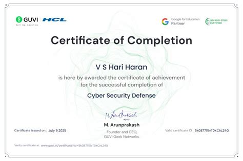 Cybersecurity Certification Guvi Hcl Professionalgrowth