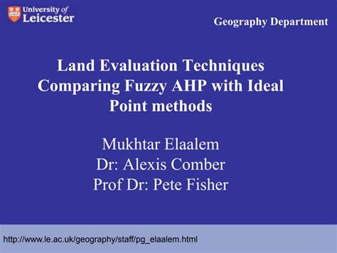 5a 1 Land Evaluation Techniques Comparing Fuzzy Ahp With Ideal Point Methods Ppt
