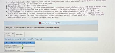 Solved 1 In The Raw Materials Inventory T Account Insert Chegg Com