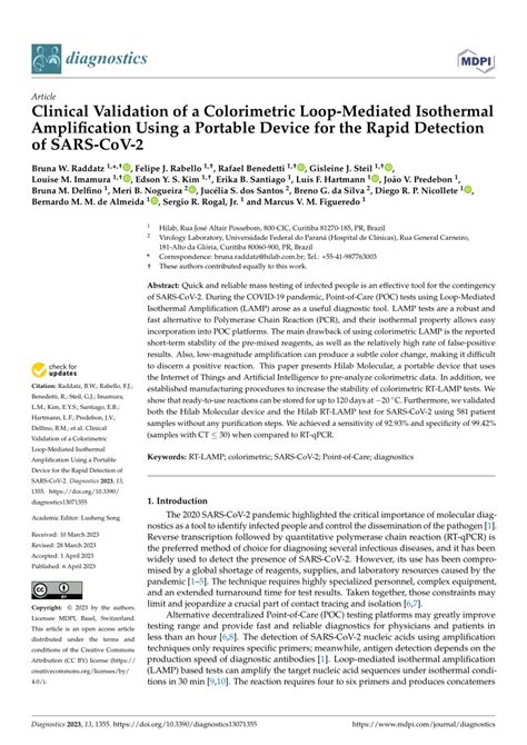 Pdf Clinical Validation Of A Colorimetric Loop Mediated Isothermal Amplification Using A