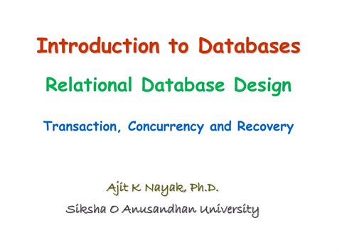 Introduction To Database Transaction Concurrency And Recovery Pdf Databases Computer
