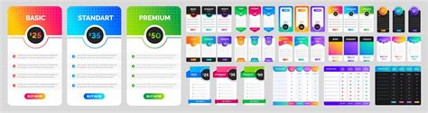 Premium Vector Big Mega Set Of Ui Ux App Pricing Chart Table Subscription Design Or Website