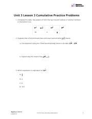 Algebra2 3 3 Lesson Curated Practice Problem Set Pdf Unit 3 Lesson 3 Cumulative Practice