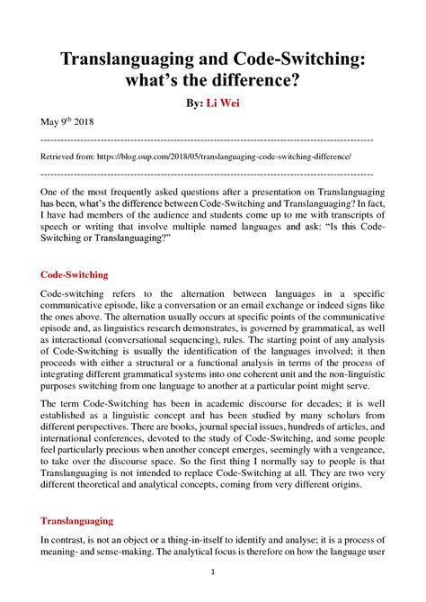 Solution Translanguaging And Code Switching Studypool