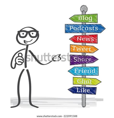 Social Media Signpost Keywords Stock Vector Royalty Free 222091588 Shutterstock