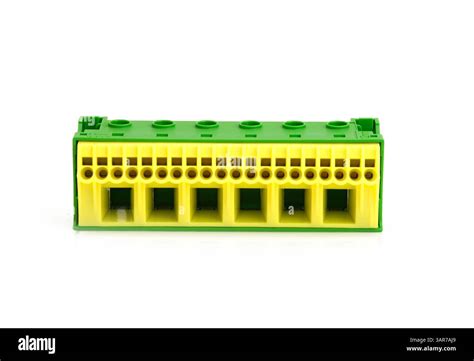 Electrical Terminal Block With Plastic Housing Isolated On White Background Used In Electrical