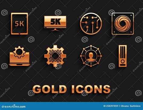 Set Processor Computer Cooler Video Game Console Project Team Base Laptop And Gear Tablet