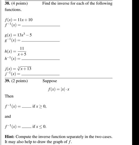 Solved Find The Inverse For Each Of The Following 38 4