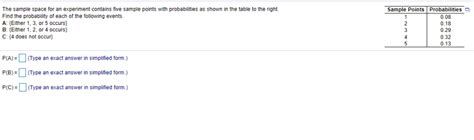 Solved The Sample Space For An Experiment Contains Five