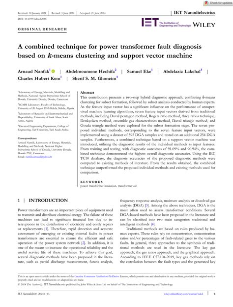 Pdf A Combined Technique For Power Transformer Fault Diagnosis Based