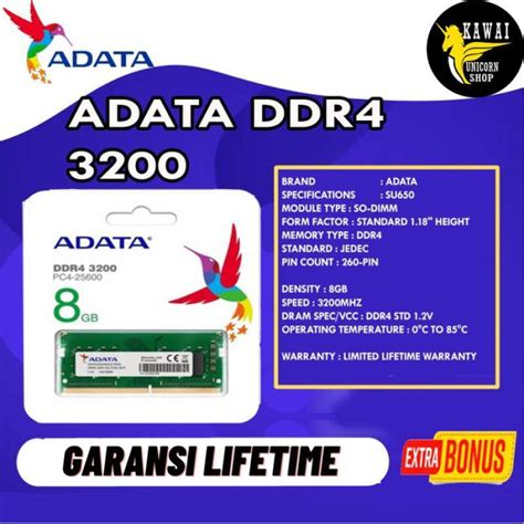 Promo Adata Premier Ddr4 3200 Ram Laptop So Dimm Pc4 25600 8gb 16gb