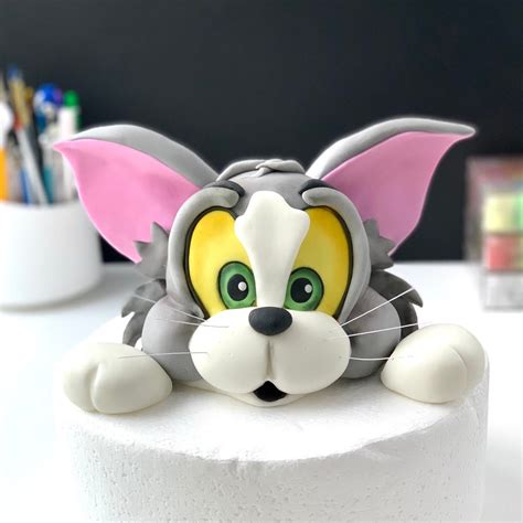 Handmade Tom Cat Head Tom And Jerry Inspired Edible Birthday Cake