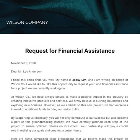 Sample Request Letter For Financial Assistance From Company Pdf At Sasearnblog Blog