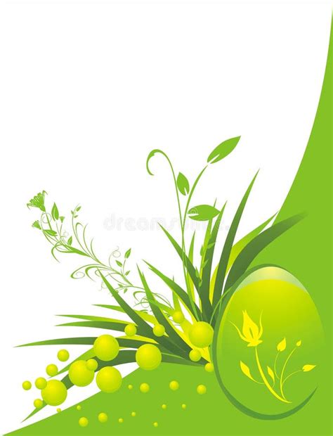 Grass Twigs And Decorative Egg Stock Vector Illustration Of Leaf