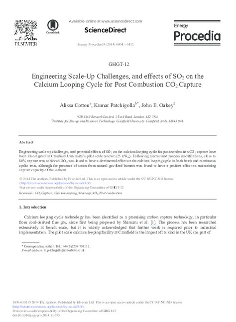 Pdf Engineering Scale Up Challenges And Effects Of So2 On The