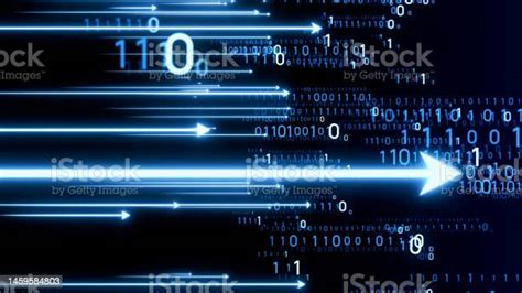 digital transformation concept binary code and arrow symbols stock