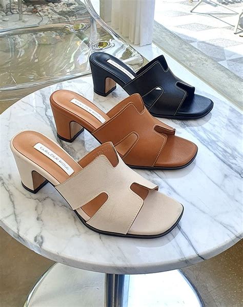 천연 가죽 기획 헤르만 볼드 H 힐 슬리퍼