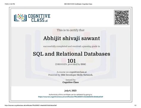 Connections2023 Sql Relationaldatabase Ibm Certification Abhijit Sawant