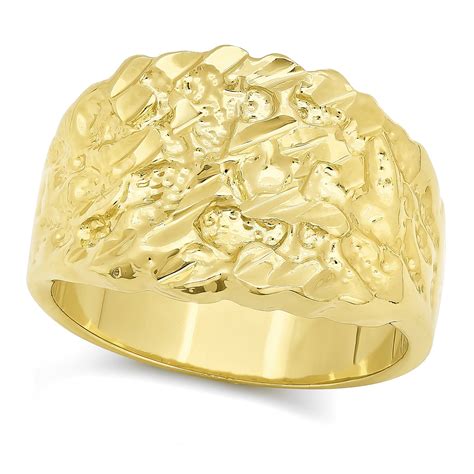 14k Gold Plated Chunky Nugget Ring 15mm Wide Vintage Style 025