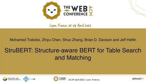 strubert structure aware bert for table search and matching youtube