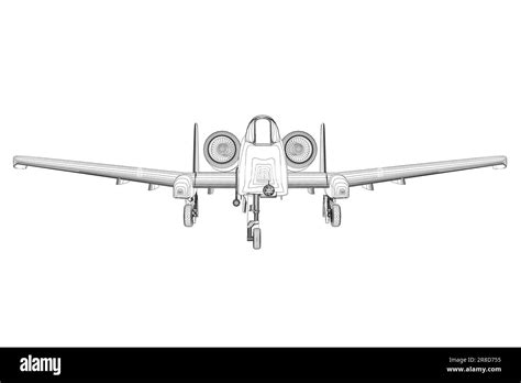 Outline Combat Aircraft In Isolate On A White Background Modern Combat Aircraft Stylized Image