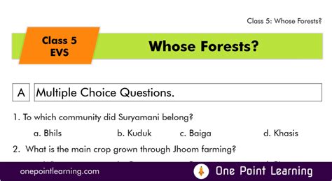 Class 5 Evs Chapter 20 Whose Forests Worksheet With Answers