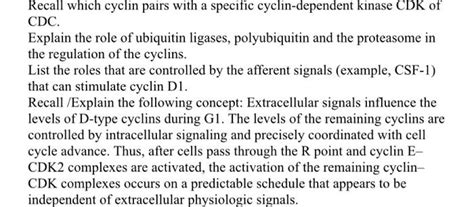 Solved Recall Which Cyclin Pairs With A Specific