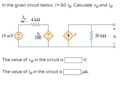 Solved In ﻿the given circuit below, I=60IO. ﻿Calculate vO | Chegg.com