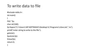 Files C Programming Handling In Computer Programming PPT
