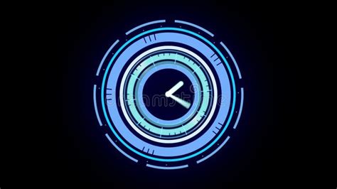 Animation Of Scope Scanning With Clock Over Black Background Stock