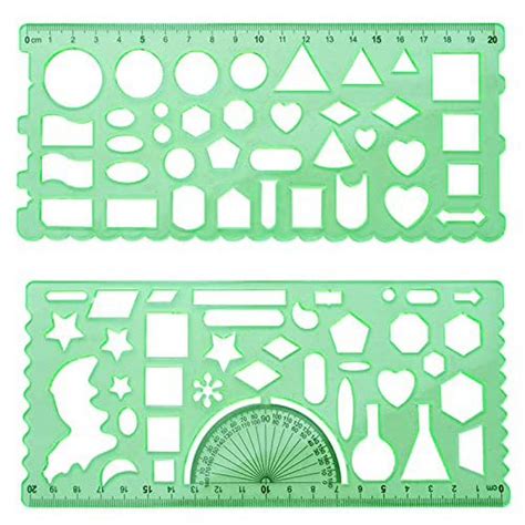 2pcs Plastic Drawing Templates Geometric Rulers Polygon Triangle Circle