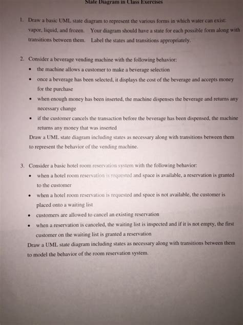 Solved Draw A Basic UML State Diagram To Represent The Chegg