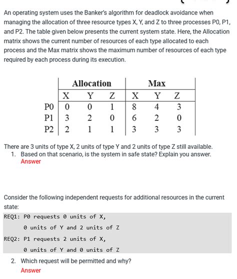 solved an operating system uses the banker s algorithm for