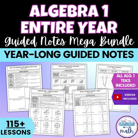 Algebra 1 Guided Notes Lessons Bundle Entire Year Casias Math